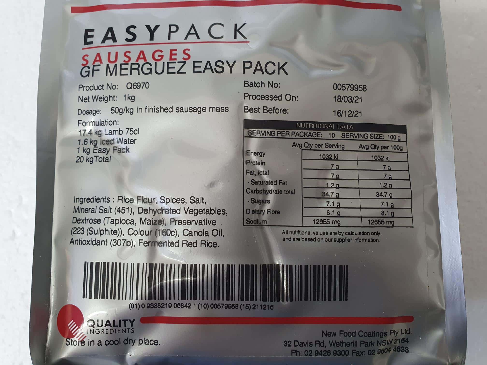 Easy Pack Merguez Sausage Meal 1kg - CQ Butchers & Catering Supplies